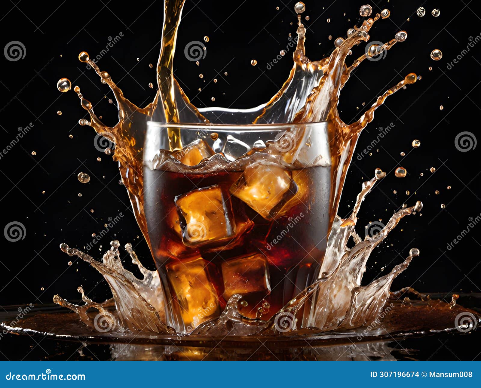 Ice cola splash in a glass stock illustration. Illustration of ...