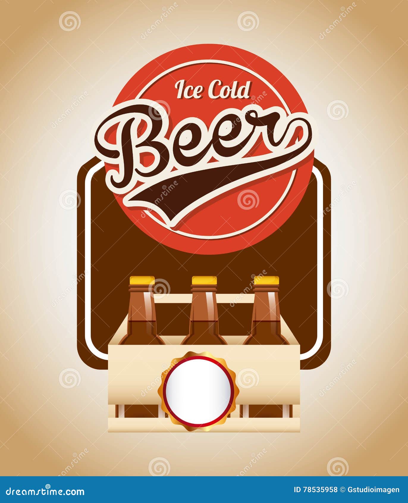 Ice cold beer emblem stock illustration. Illustration of drink - 78535958