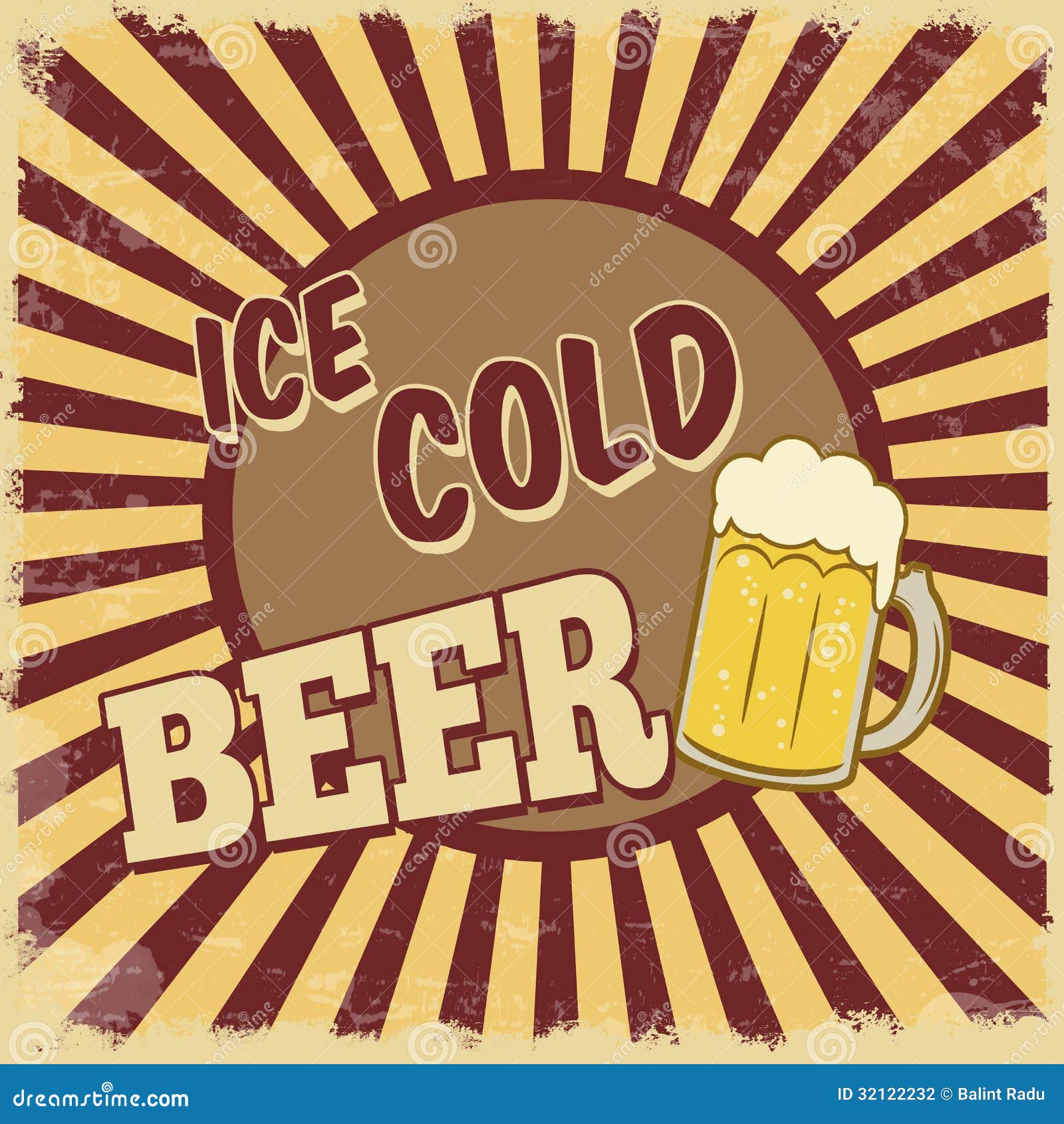 Ice cold beer poster stock vector. Illustration of restaurant - 32122232