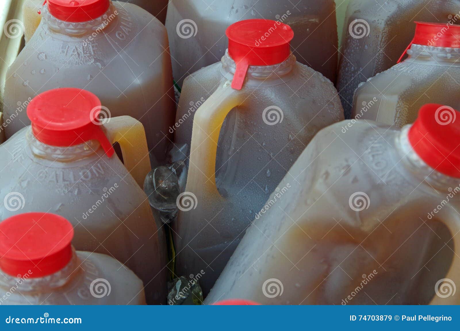 Ice Cold Beverages in Half Gallon Containers Stock Image - Image of ...