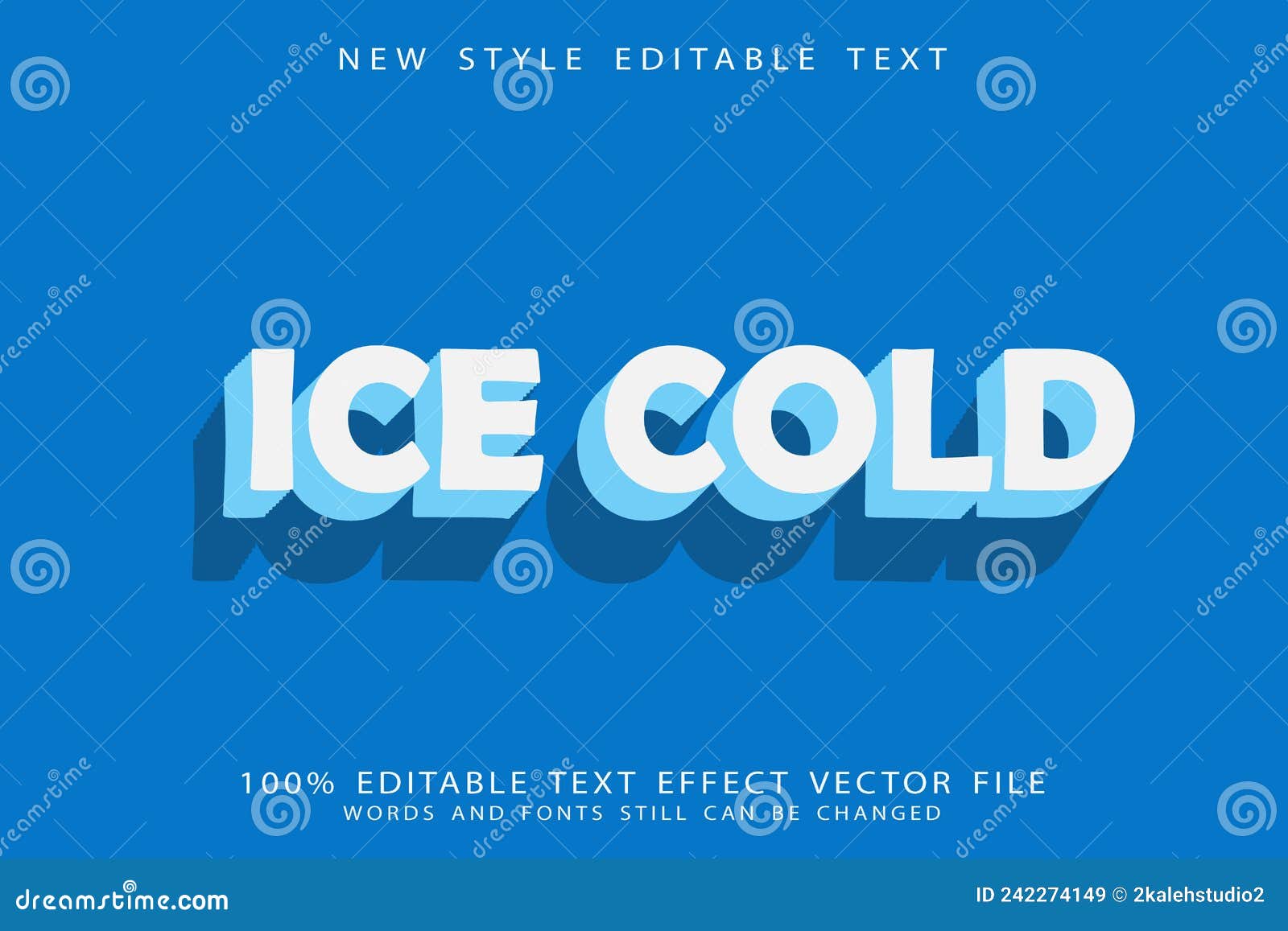 Ice Cold Editable Text Effect 3D Emboss Cartoon Style Stock Vector ...