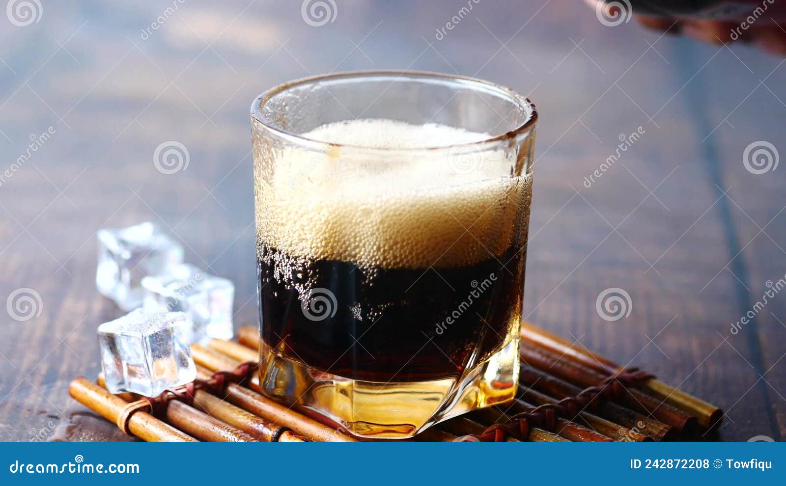 Ice in a Cold Soft Drinks in a Glass on Table Stock Footage - Video of ...