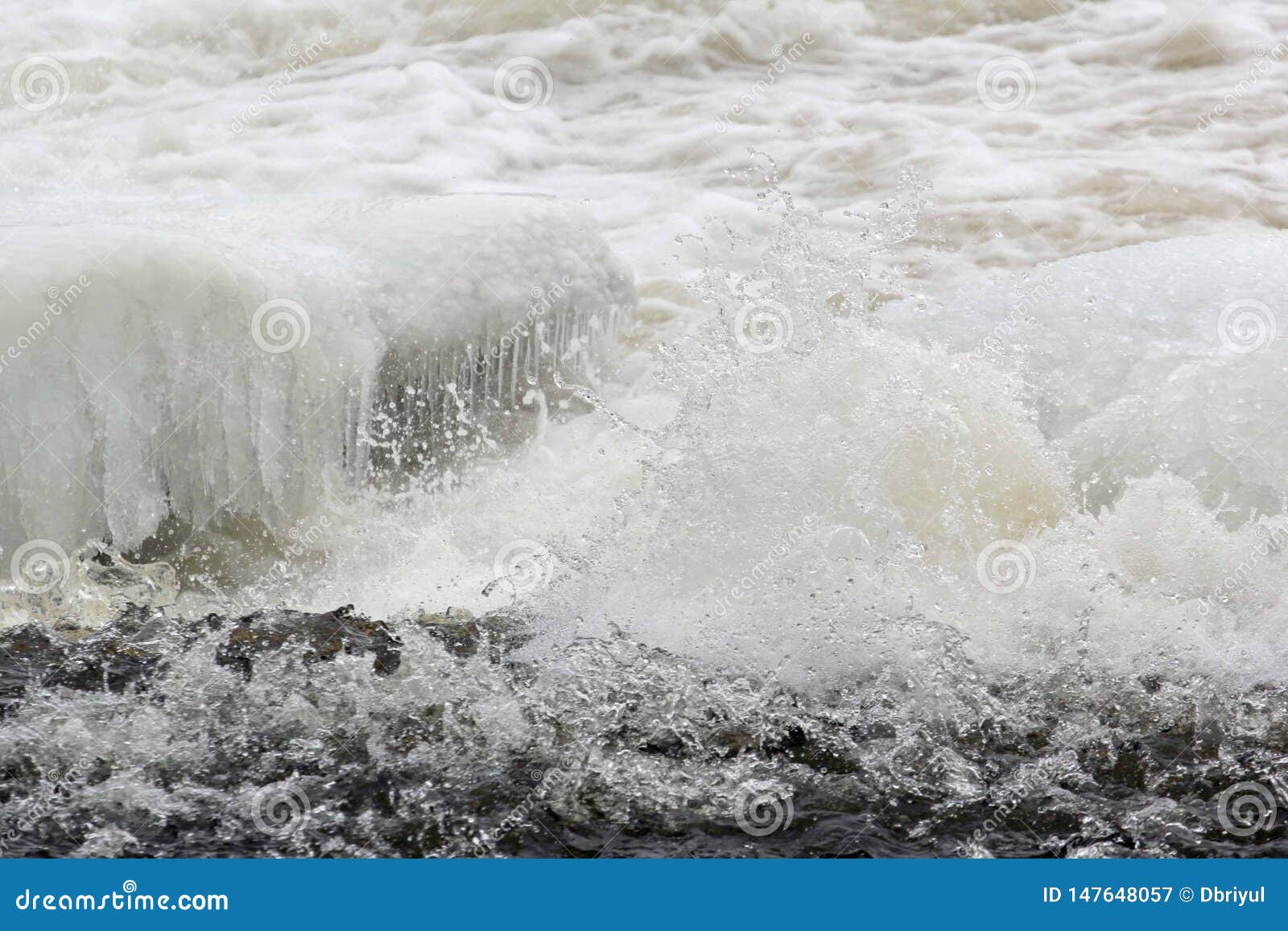 Ice Cold Water Splashes from Flowing River Stock Image - Image of rough ...