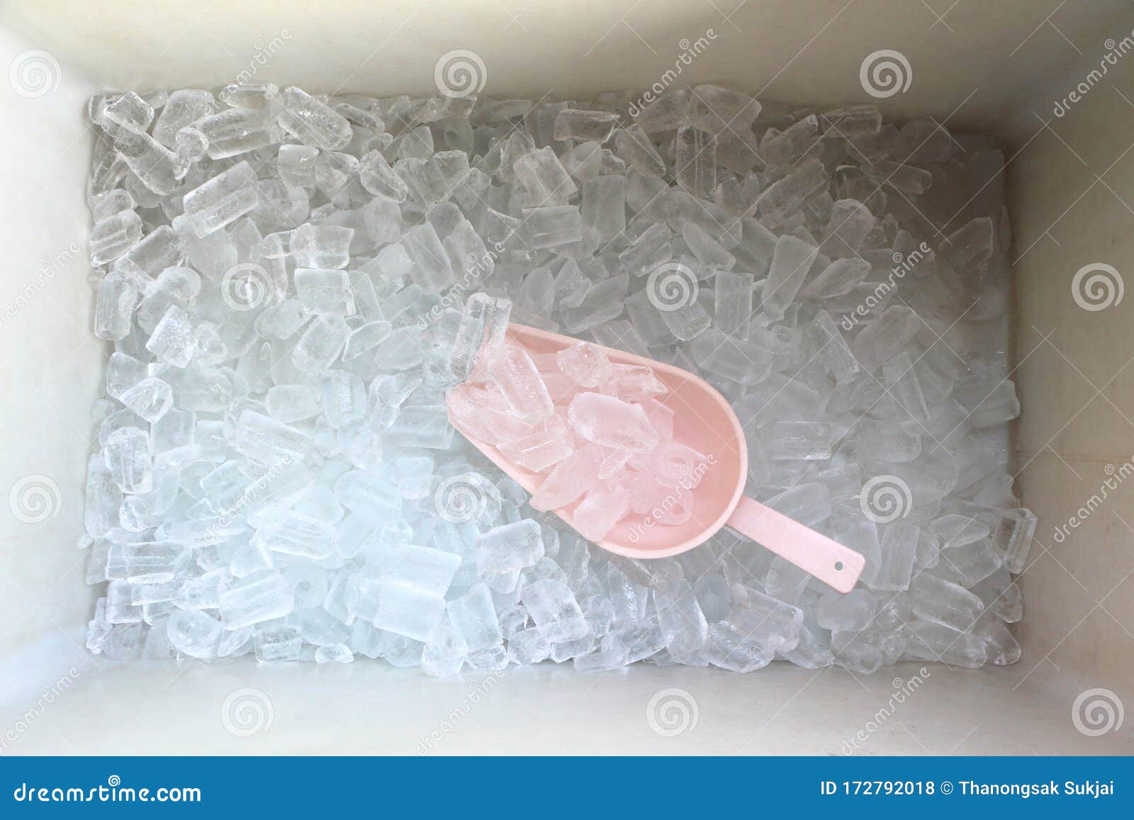 Ice in a Container with a Scoop Stock Photo - Image of cold, cylinder ...