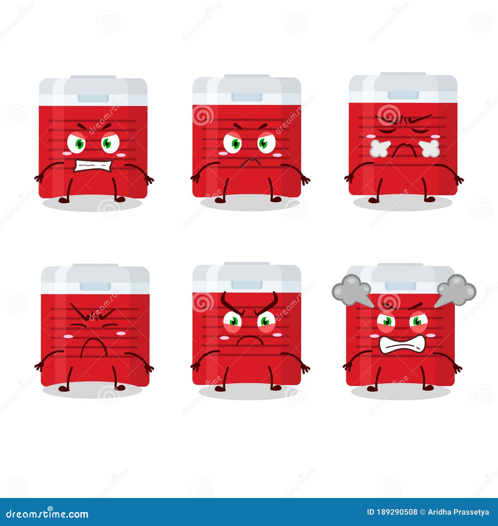 Ice Cooler Cartoon Character with Various Angry Expressions Stock ...
