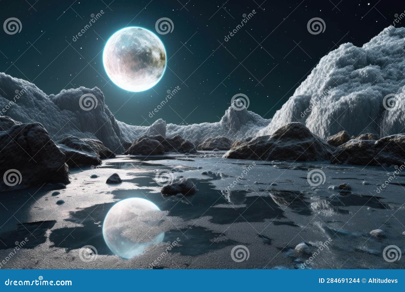 Ice-covered Asteroid Surface Reflecting Sunlight Stock Illustration ...