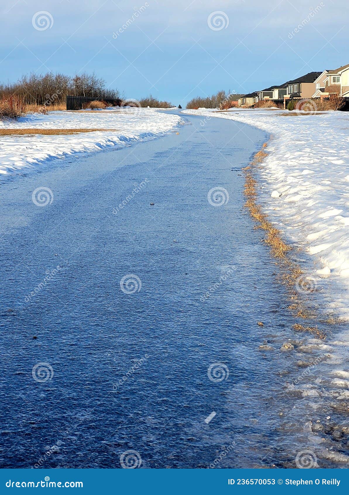 Ice covered foothpath stock image. Image of difficult - 236570053