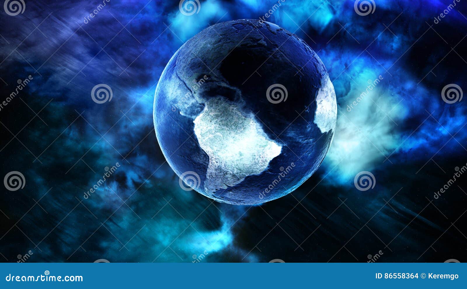 Ice Covered Planet Earth in Cold Space Stock Illustration ...