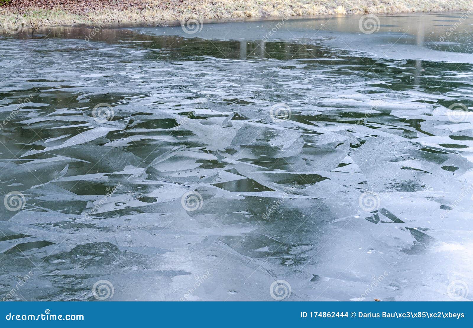 Ice-covered Pond in Early Spring Stock Photo - Image of unexpectedly ...