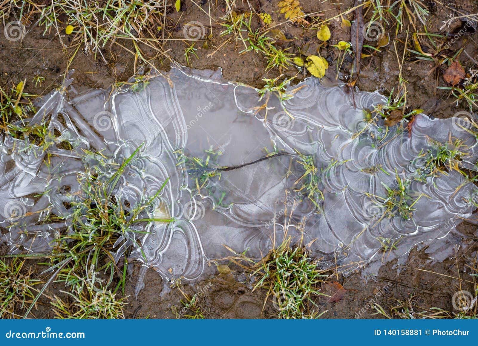 An ice-covered puddle stock image. Image of outdoor - 140158881