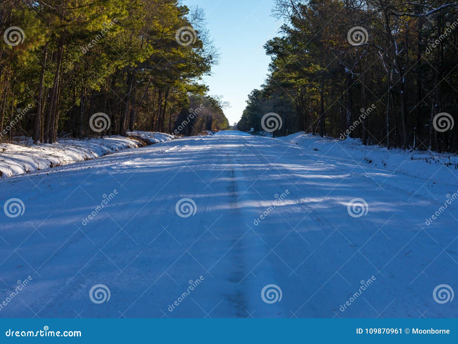 Ice covered road stock image. Image of december, christmas - 109870961