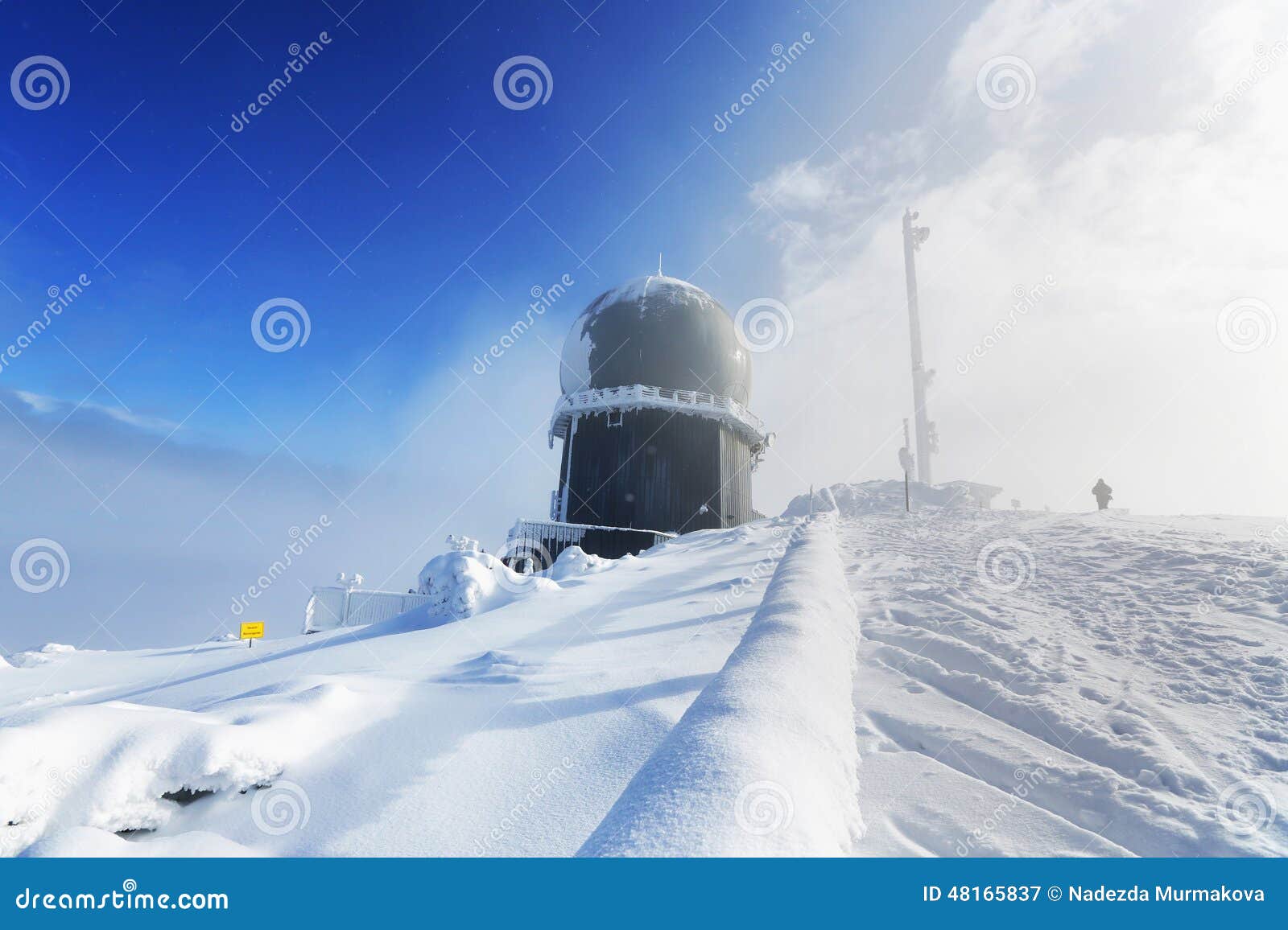 Ice-covered Screen Weather Station, High on Mountain-top Stock Image ...