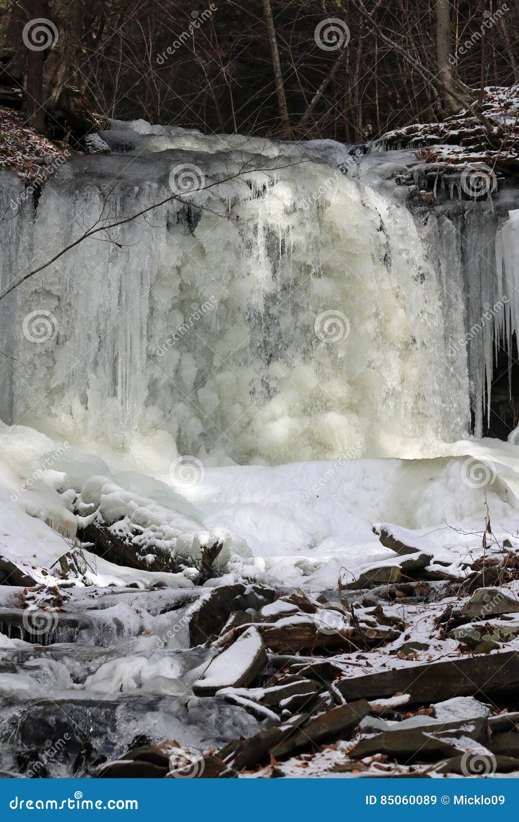 Ice covered stream stock image. Image of waterfall, covered - 85060089