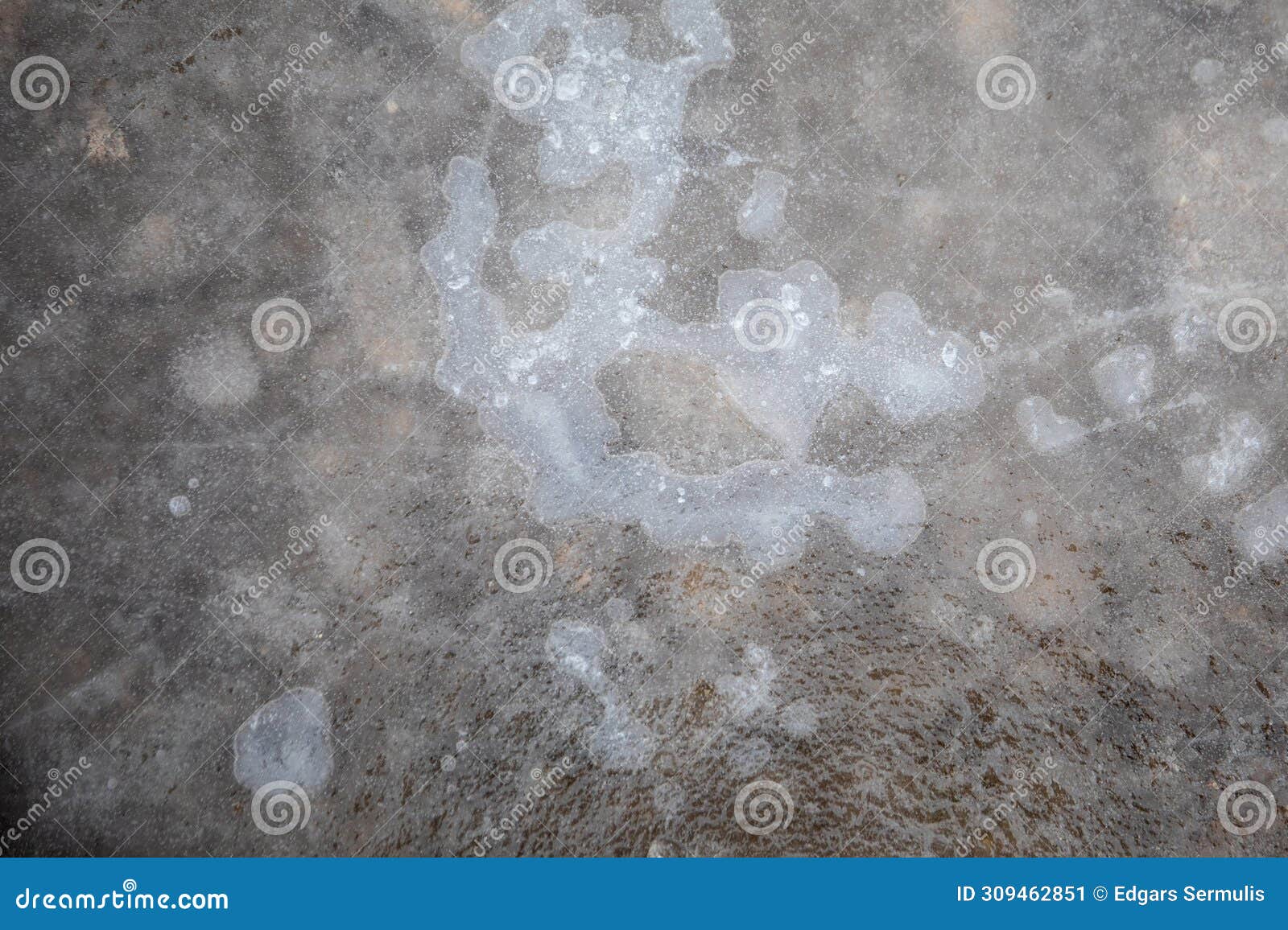 Ice Covers the Pavement on the Sidewalk, Close-up. Frozen Puddle Stock ...