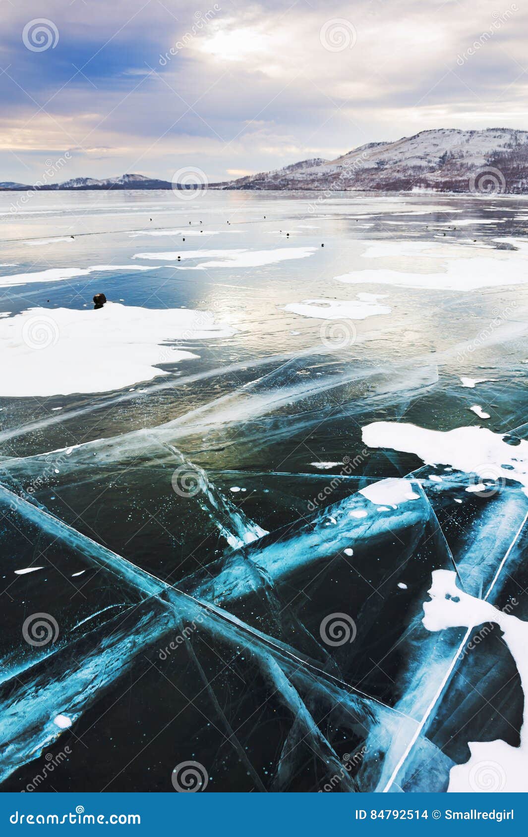Ice with Cracks on the Lake. Stock Photo - Image of crack, beautiful ...