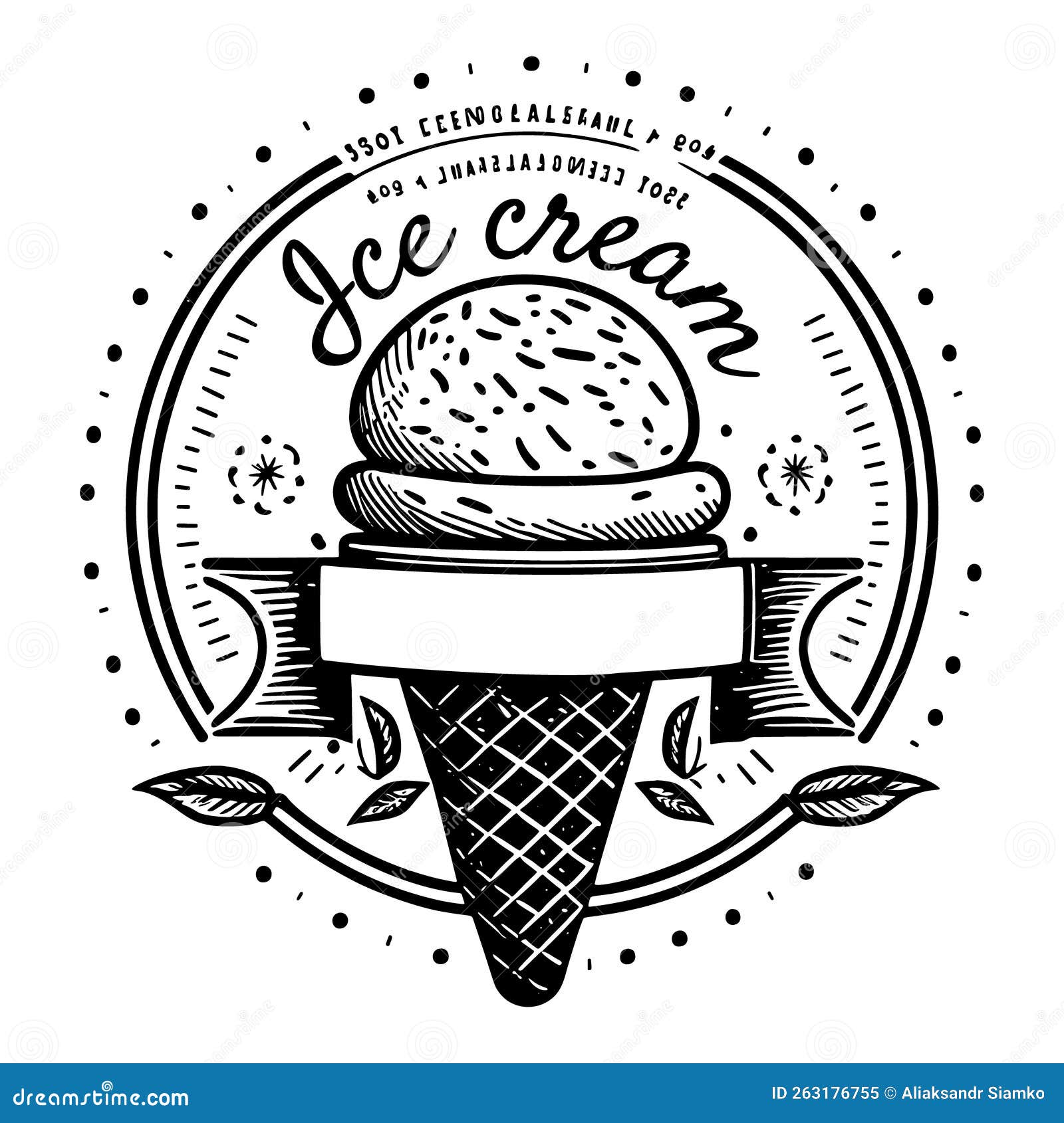 Ice Cream Badge Logo Design Concept, Ice Cream Logo Template Cartoon ...