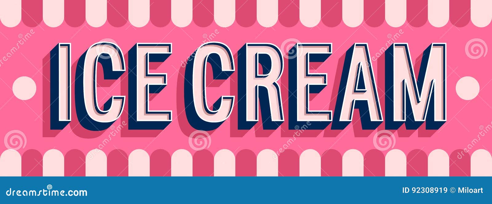 Ice Cream Banner With 3d Icons Of Softserve Twisted Ice Cream In Waffle ...