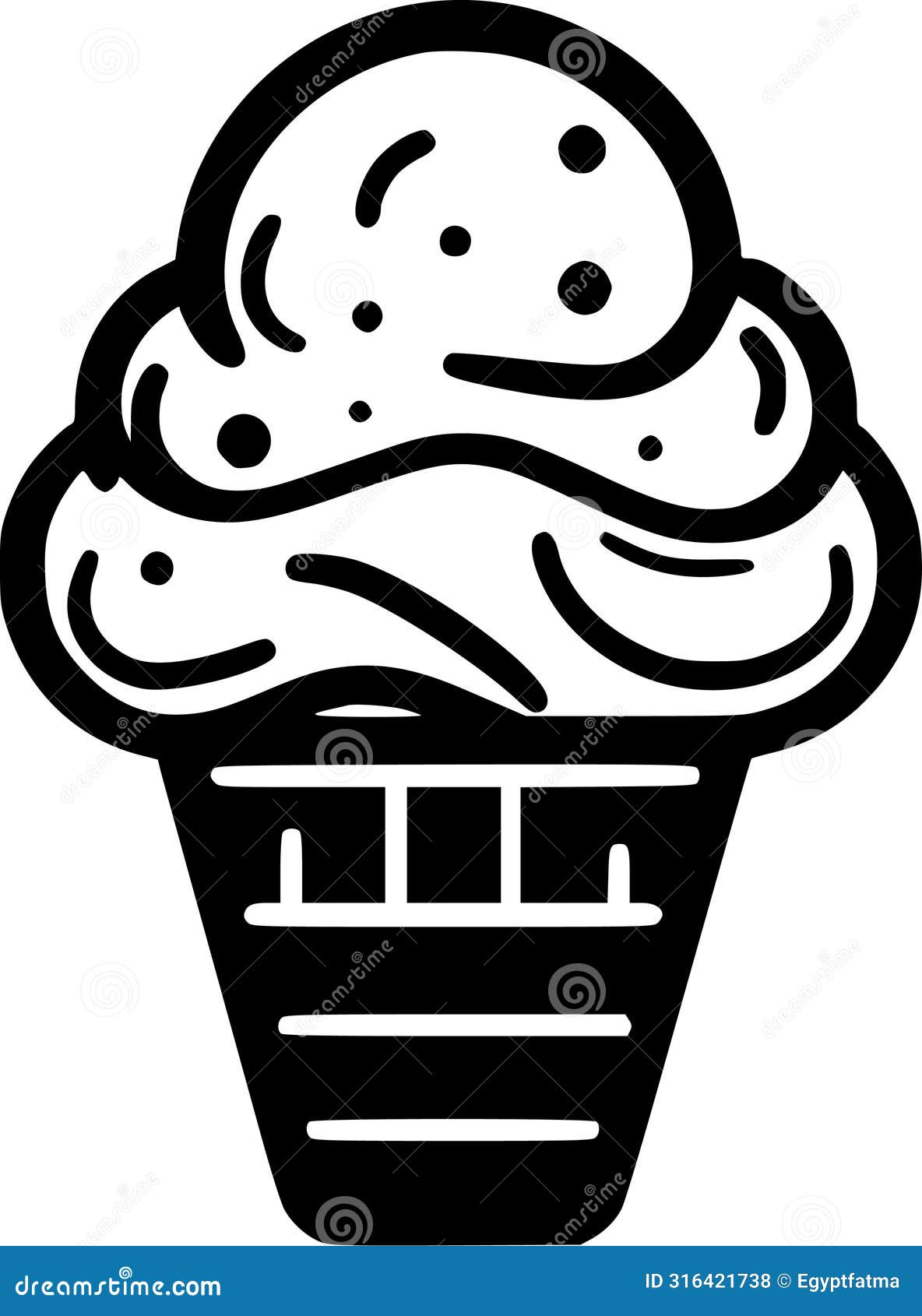 Ice Cream - Black and White Vector Illustration Stock Vector ...