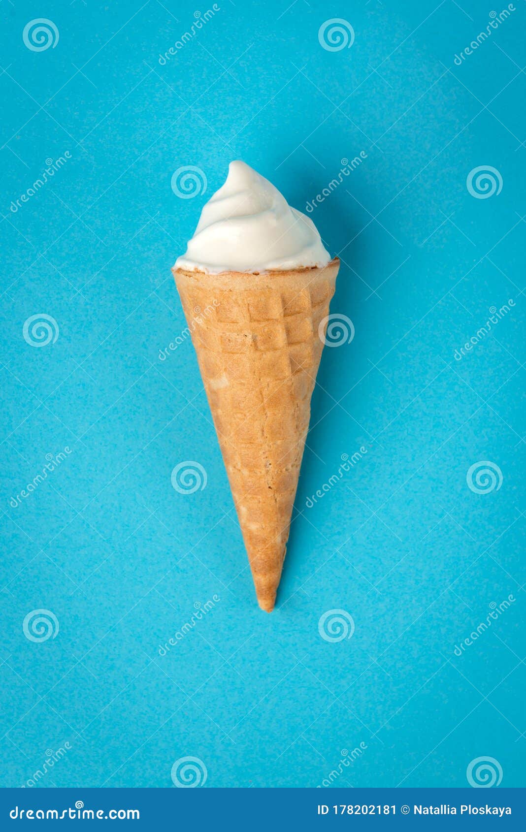 Ice Cream on Blue Background Stock Image - Image of cherry, bread ...