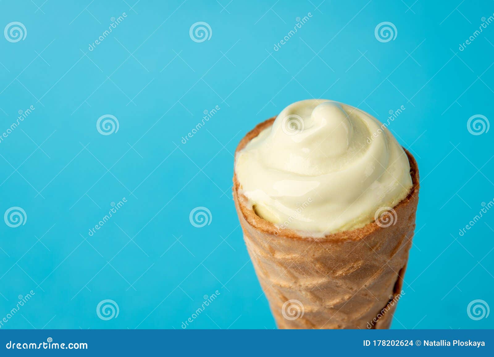 Ice Cream on Blue Background Stock Photo - Image of object, pastry ...