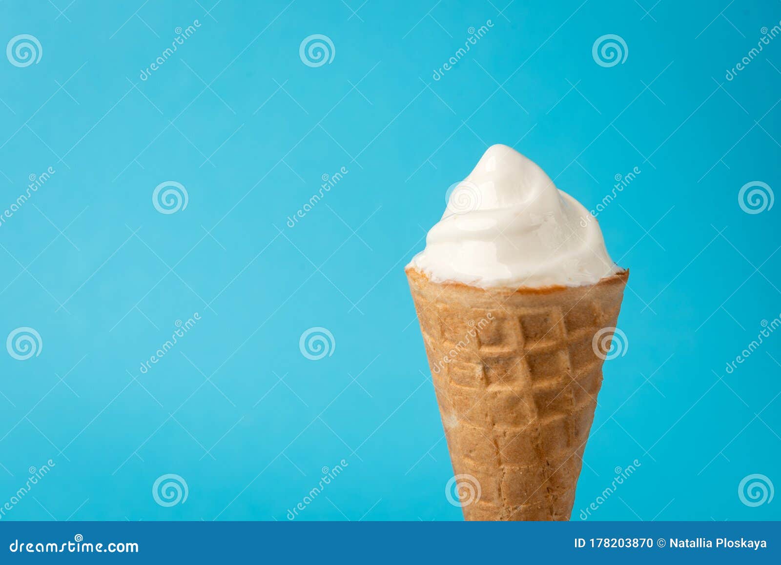 Ice Cream on Blue Background Stock Photo - Image of meal, dessert ...