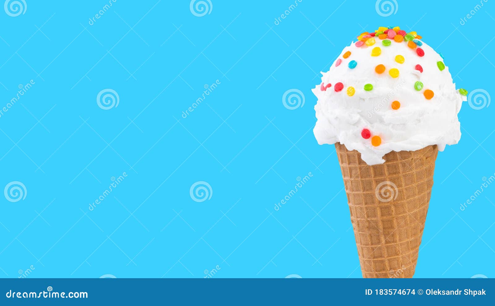 Ice Cream on a Blue Background, Copy Space Stock Photo - Image of food ...