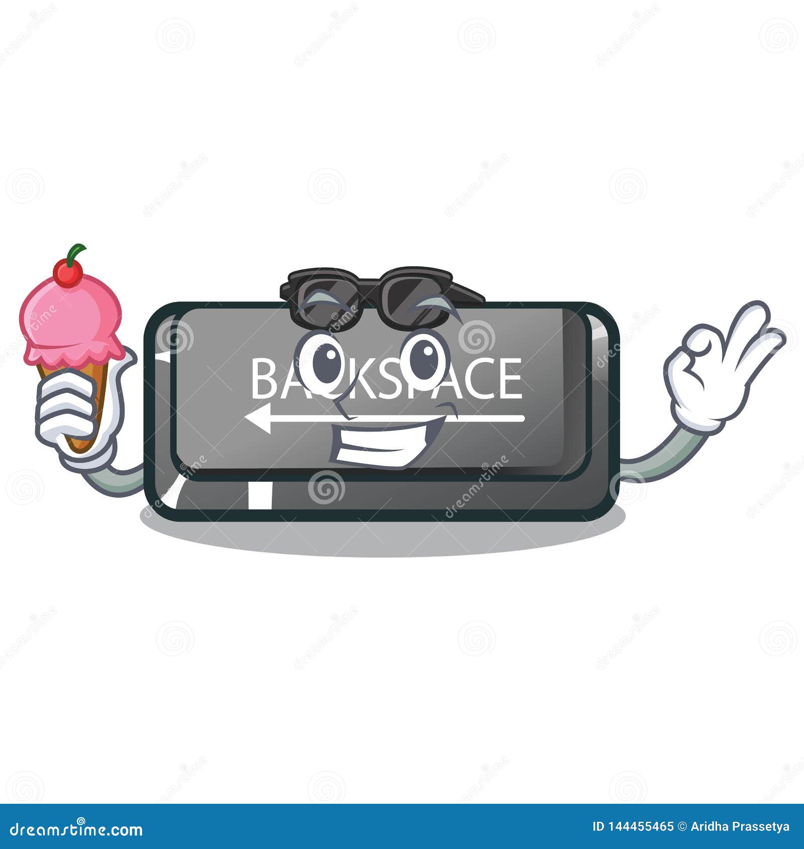 With Ice Cream Button Backspace in the Shape Cartoon Stock Vector ...