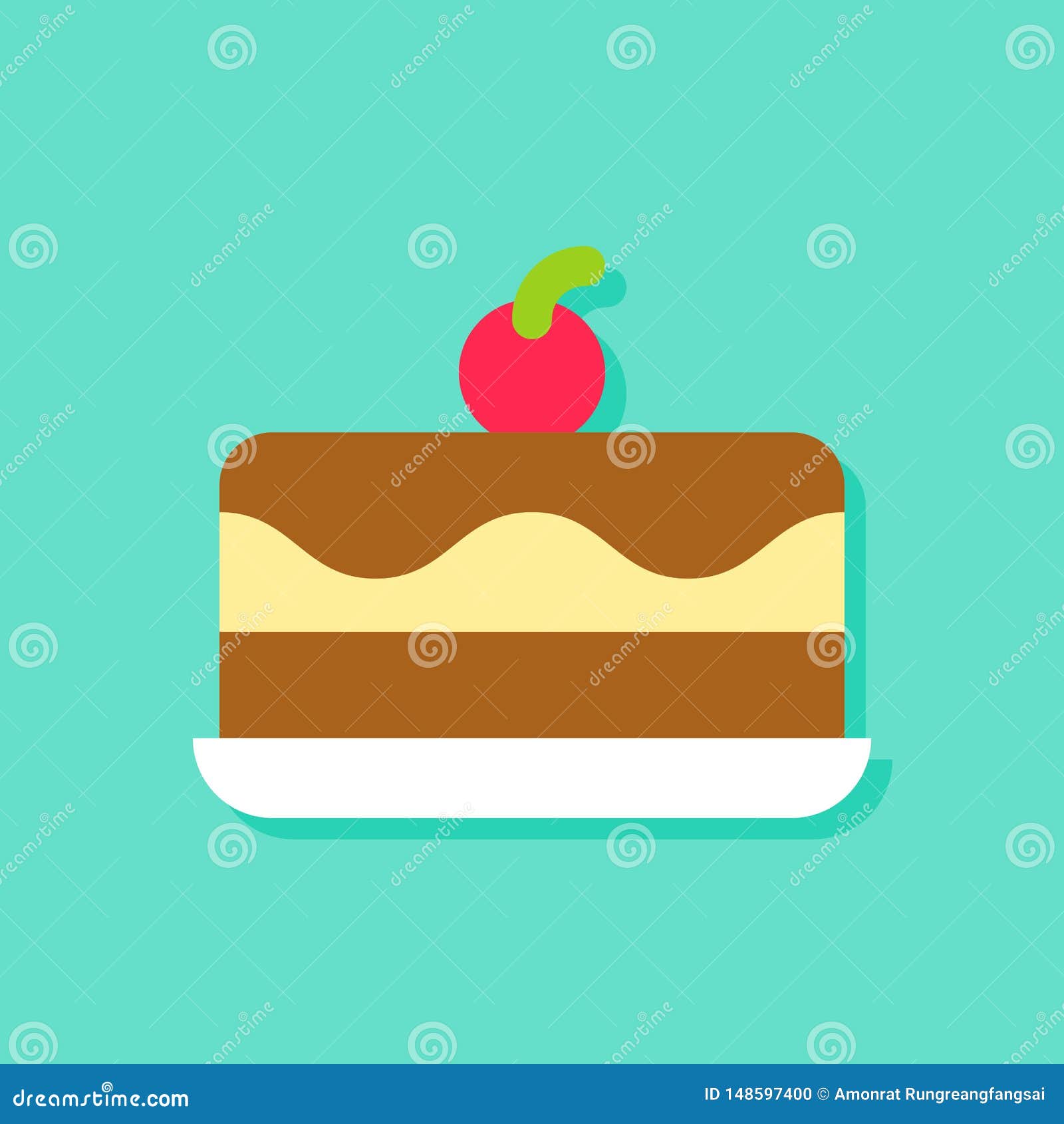 Ice Cream Cake Vector Illustration, Sweets Flat Style Icon Stock Vector ...