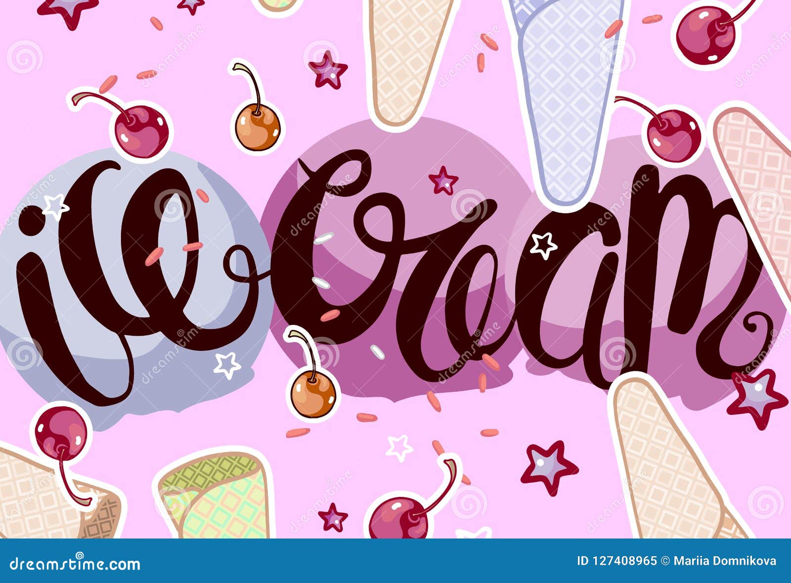 Ice cream calligraphy stock vector. Illustration of sorbet - 127408965