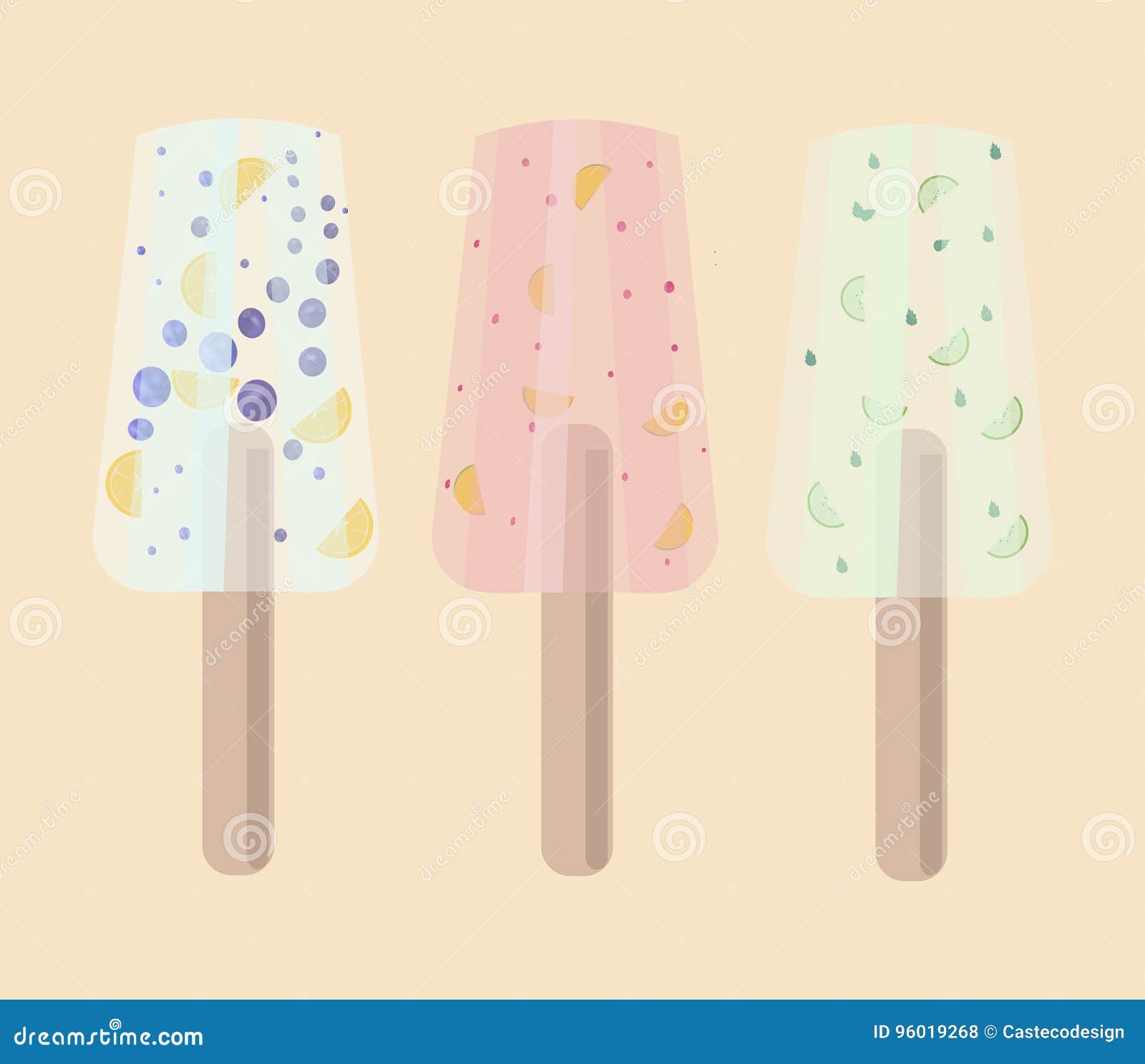 Ice Cream Candy Sticks Vector Illustration. Summer Template Banner ...