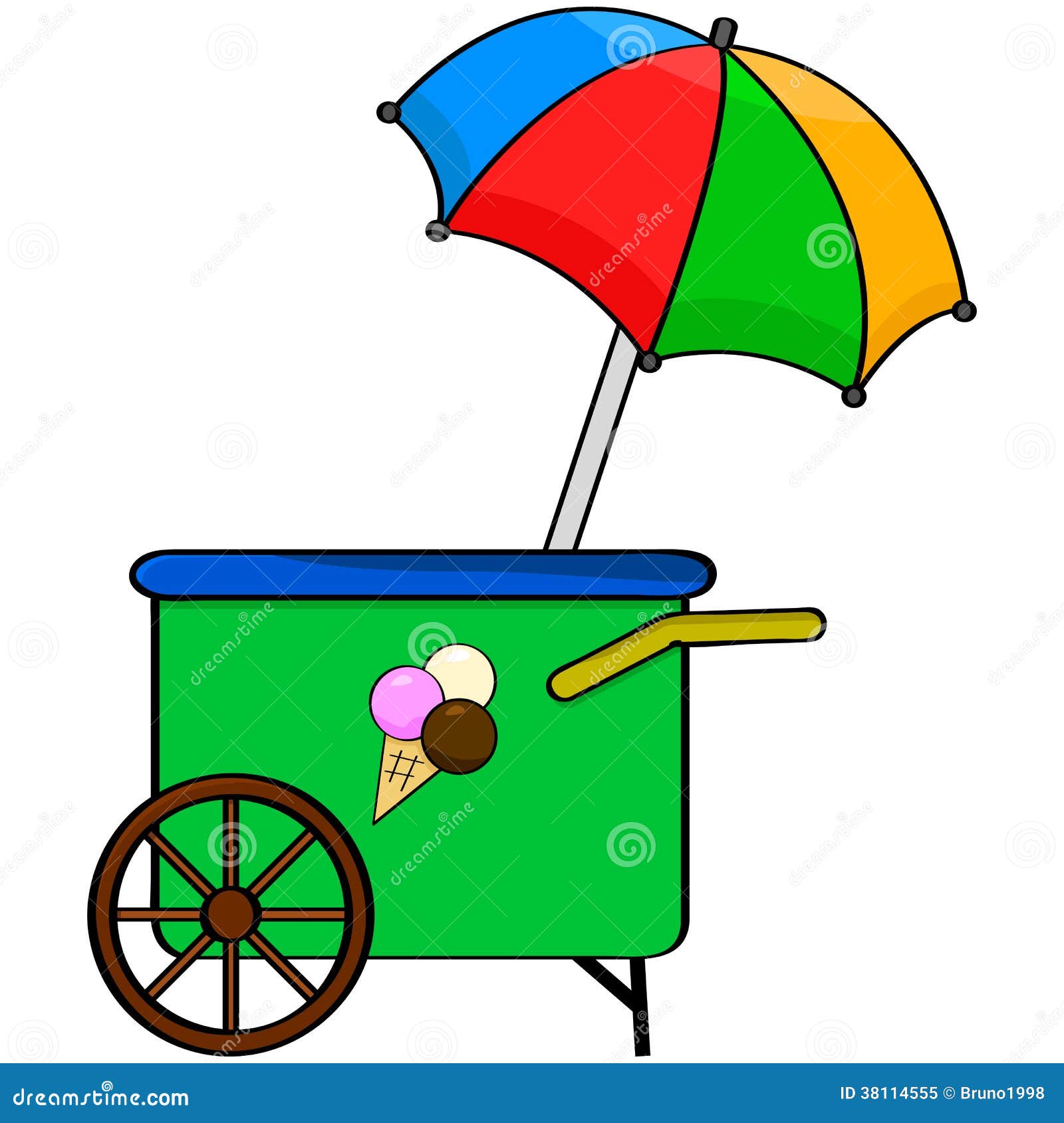 Ice Cream Cart - Black And White Cartoon Vector | CartoonDealer.com ...