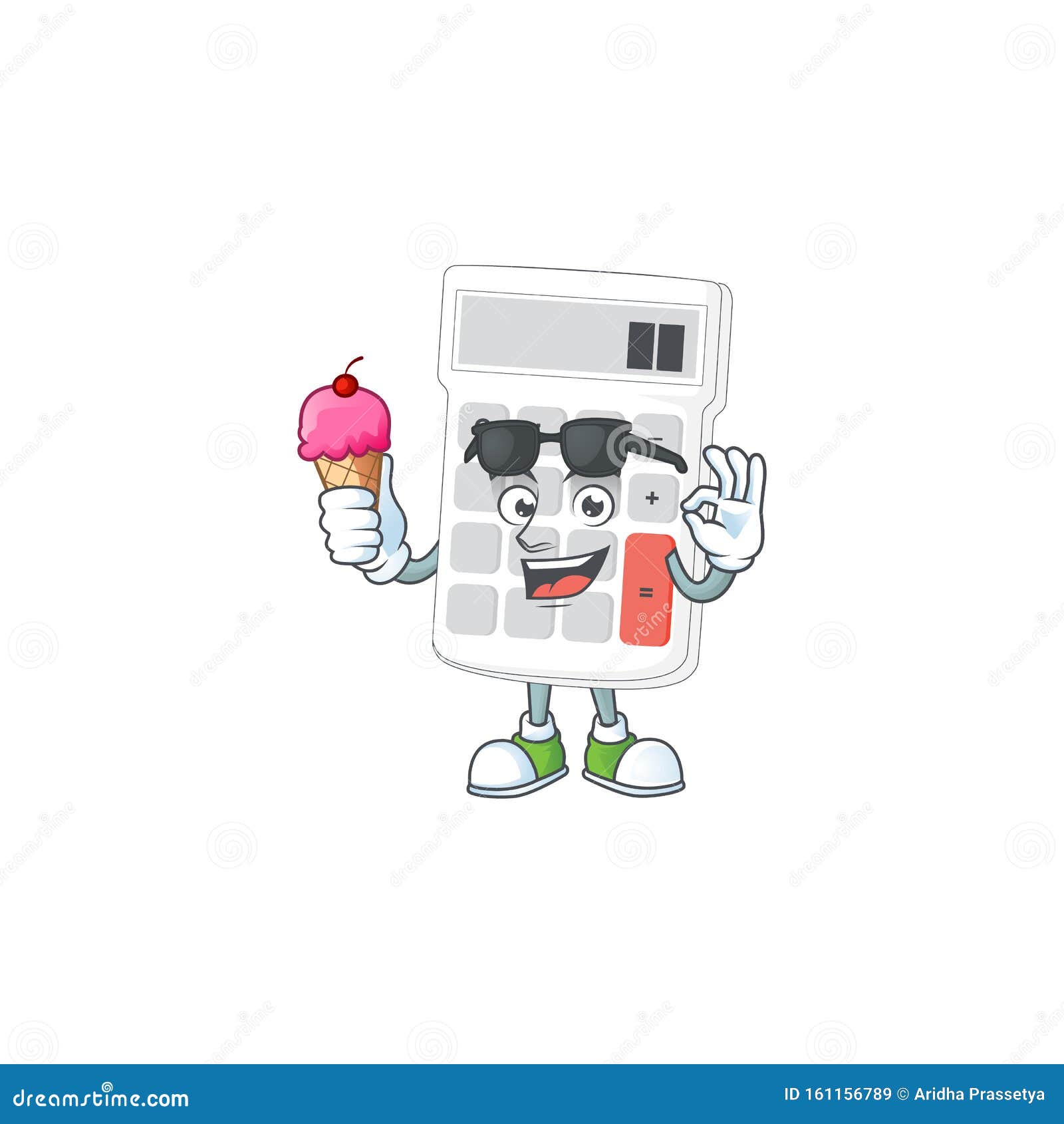 With Ice Cream Cartoon Calculator White for Calculate Tool Stock Vector ...