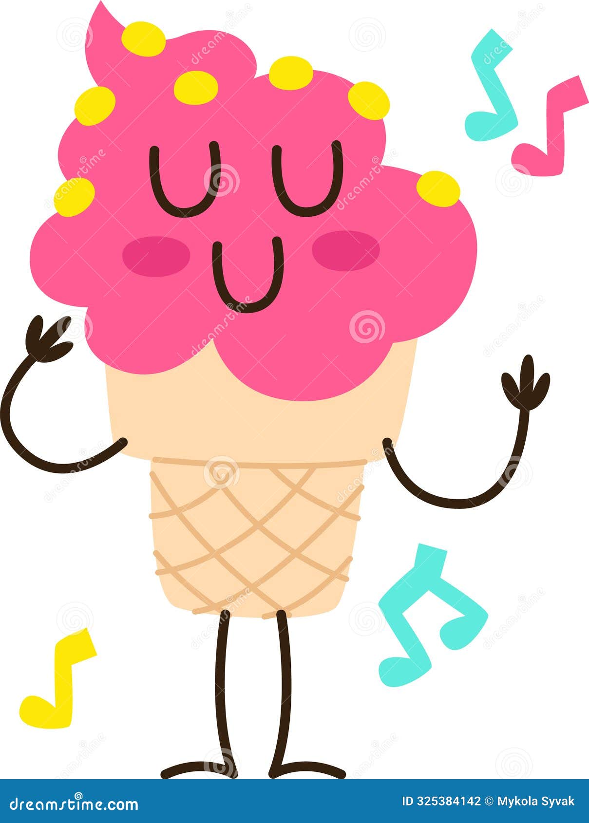 Ice Cream Cartoon Character Stock Illustration - Illustration of happy ...