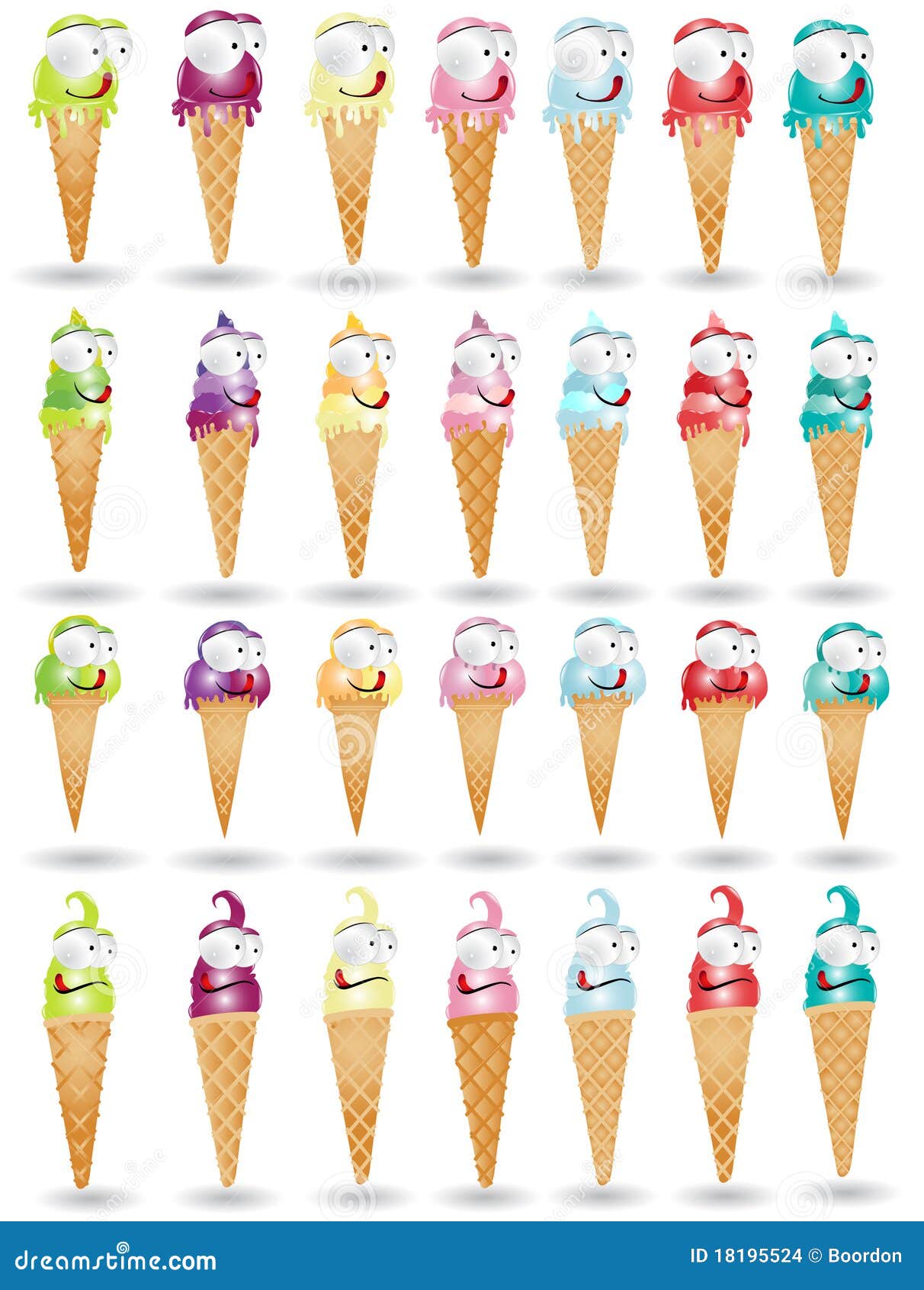 Ice Cream Character Collection Stock Vector - Illustration of sweet ...