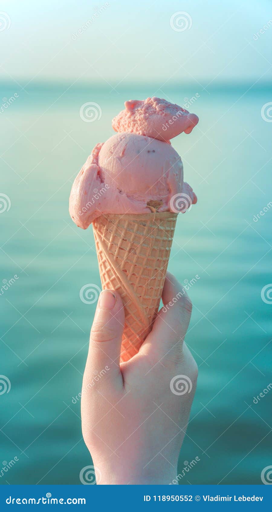 Ice cream stock photo. Image of child, hand, holding - 118950552