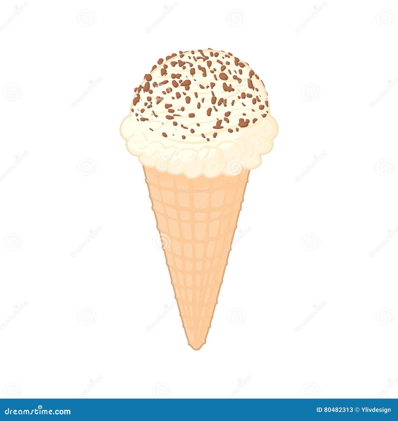 Ice Cream with Chocolate Chips Icon, Cartoon Style Stock Vector ...