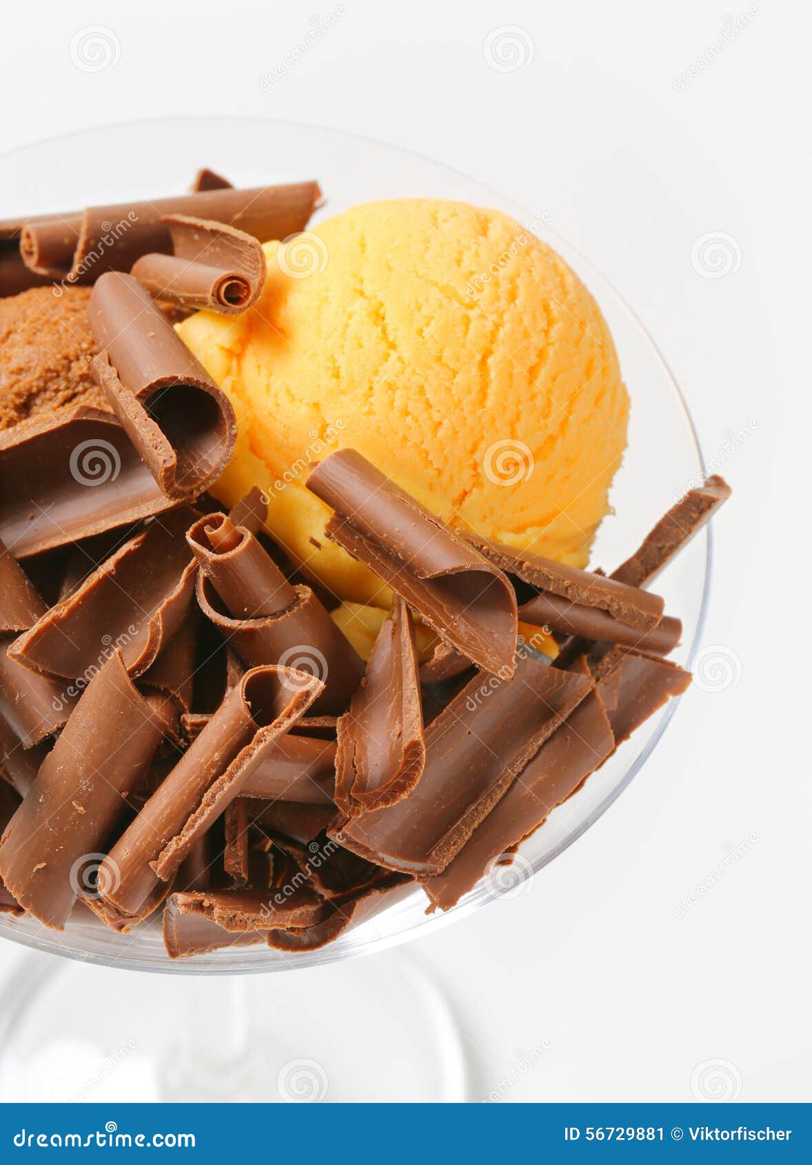 Ice Cream with Chocolate Curls Stock Image - Image of closeup, milk ...