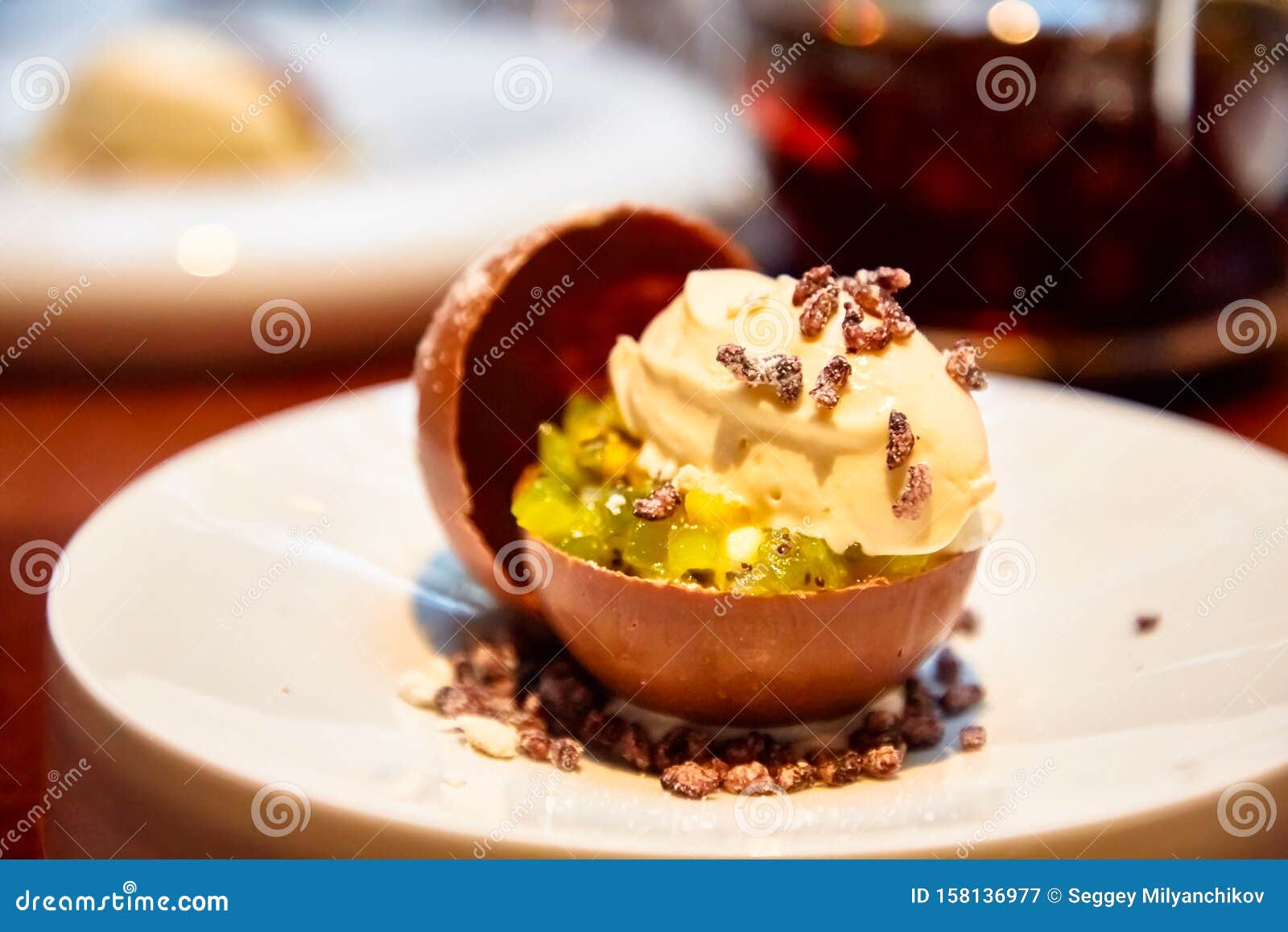 Ice Cream in the Chocolate Sphere Stock Image - Image of flavor, food ...