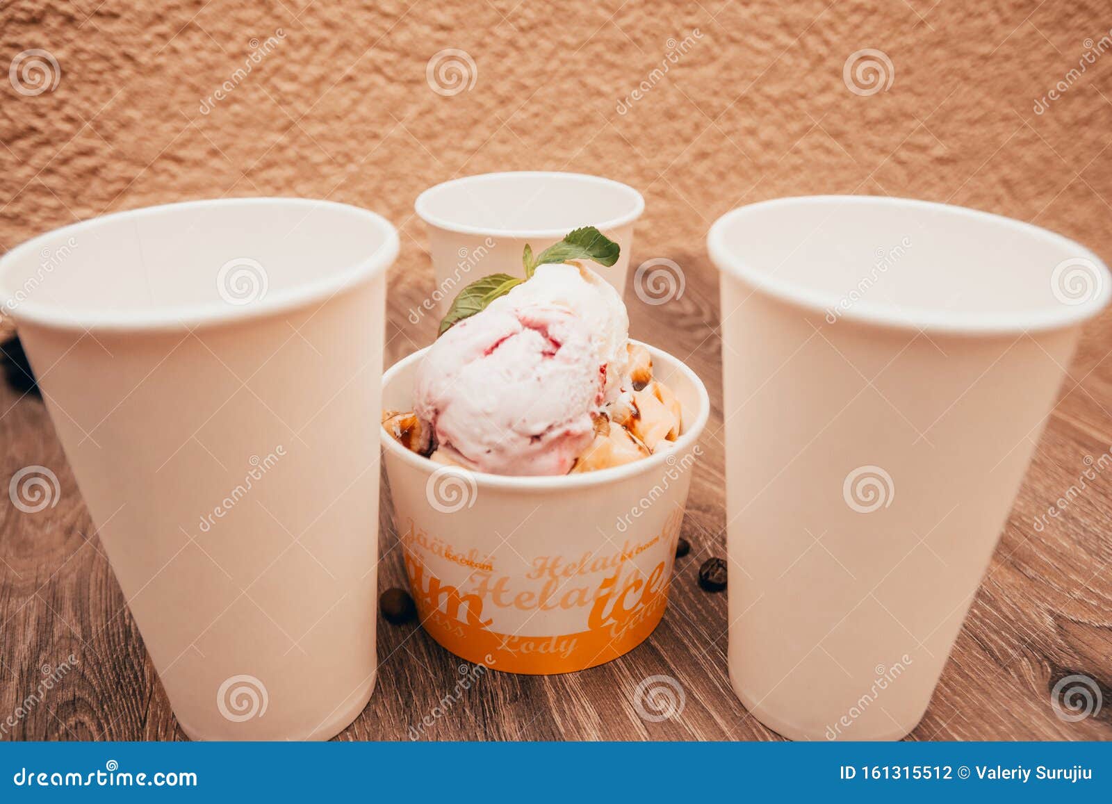 Ice cream in coffee shop stock photo. Image of food - 161315512