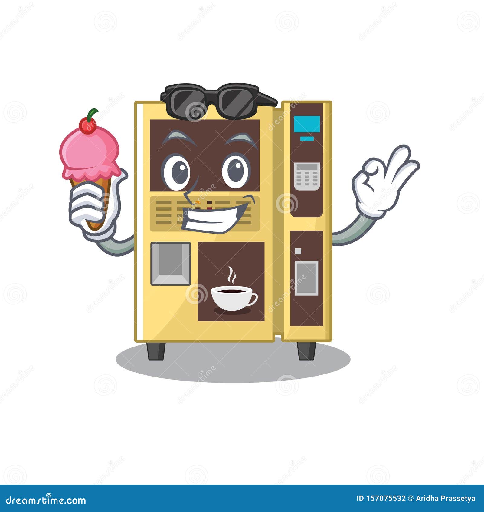 With Ice Cream Coffee Vending Machine with Cartoon Shape Stock Vector ...
