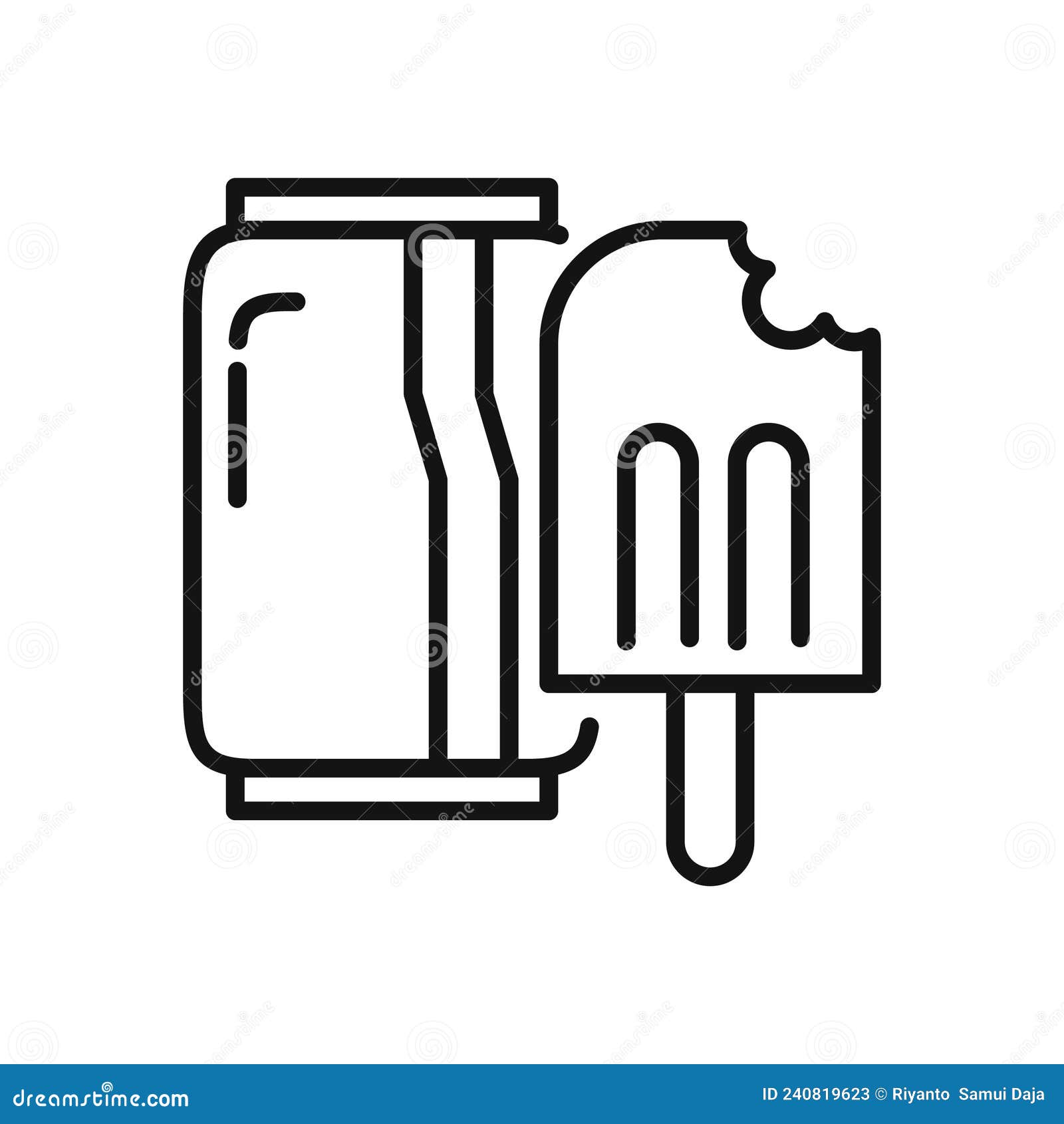 Ice Cream and Cola Icon Black and White Illustration Stock Vector ...