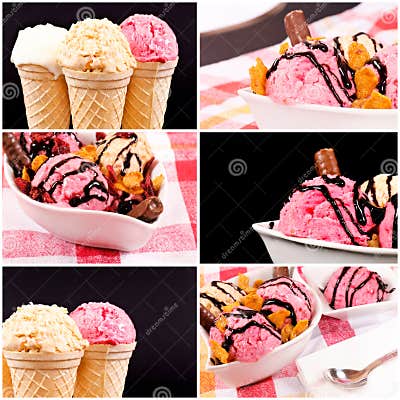 Ice cream collage stock photo. Image of flakes, collage - 26474596
