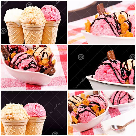 Ice cream collage stock photo. Image of flakes, collage - 26474596