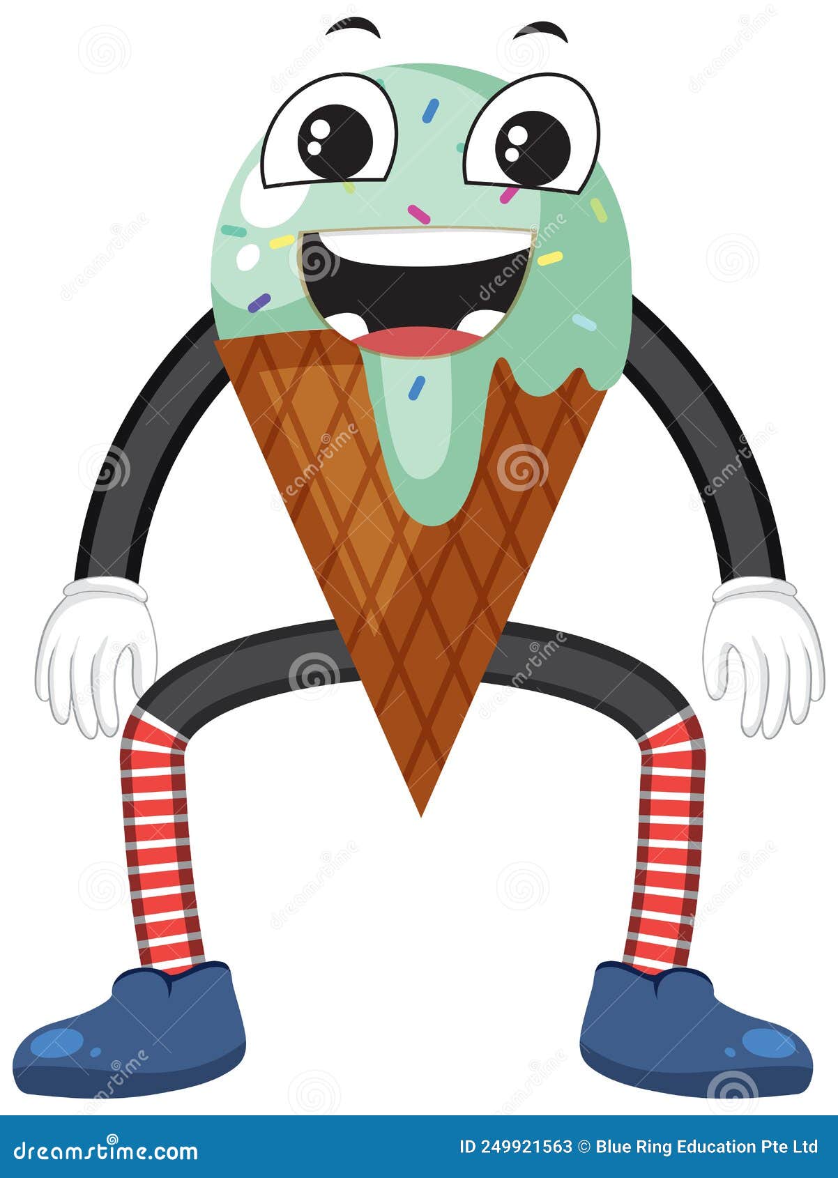 Ice Cream Cone Cartoon Character Stock Vector - Illustration of clip ...