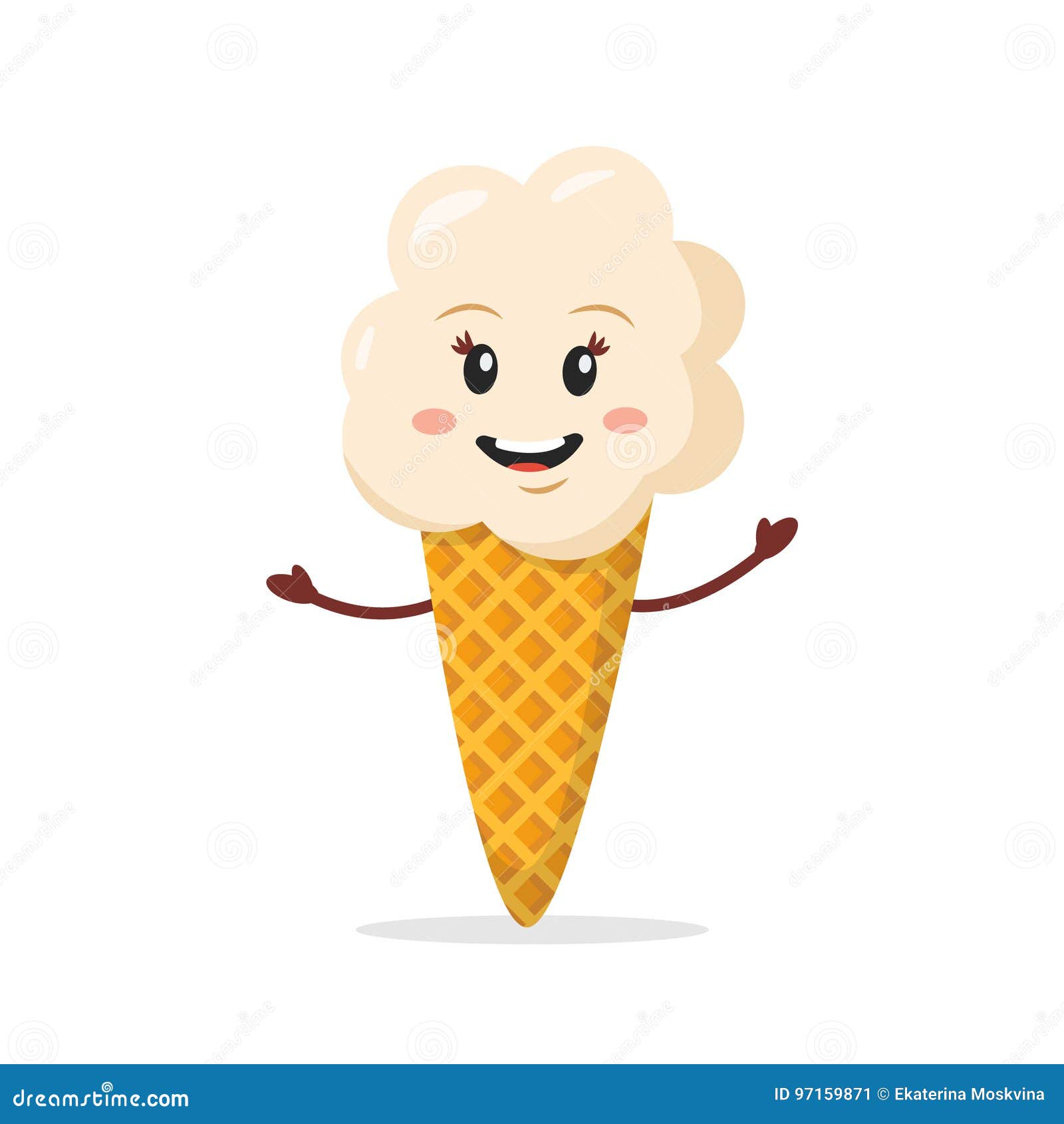 Ice cream cone character stock vector. Illustration of flat - 97159871