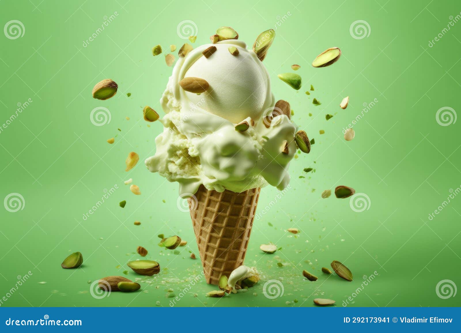 Ice Cream Cone with a Cherry on Top and Splashes Around it. the Ice ...
