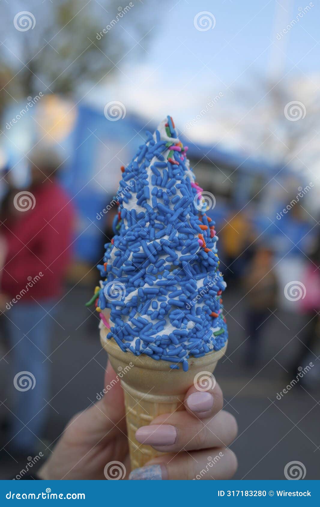 Ice Cream Cone with Colorful Sprinkles on Top Stock Photo - Image of ...
