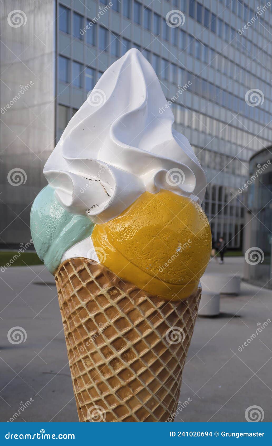 Ice Cream Cone Display in Front of a Modern Skyscraper Stock Photo ...