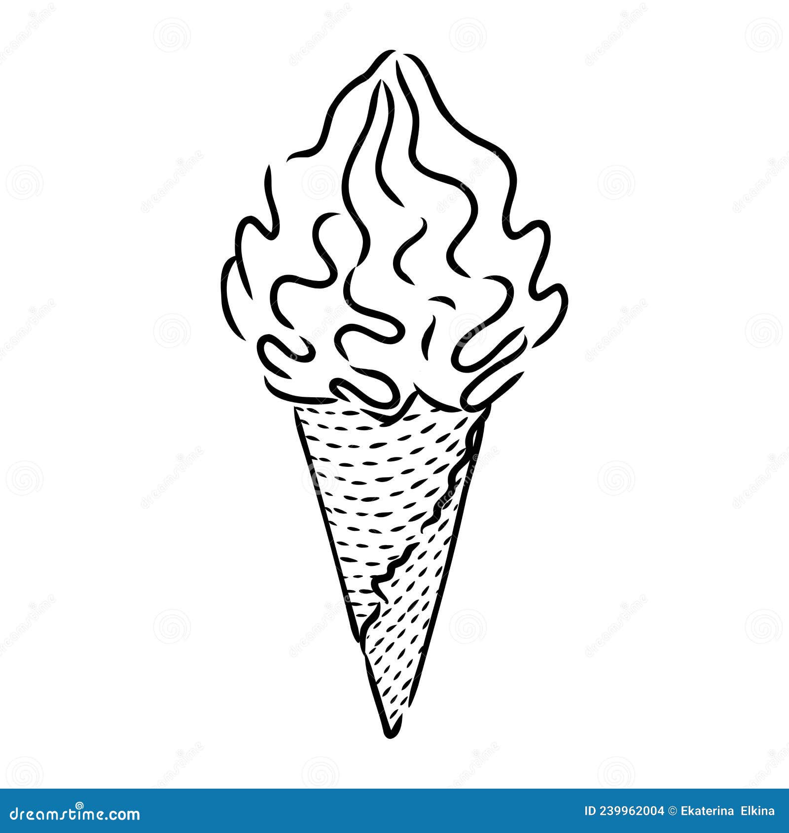 Ice Cream Cone Doodle Ice Cream Vector Stock Vector - Illustration of ...