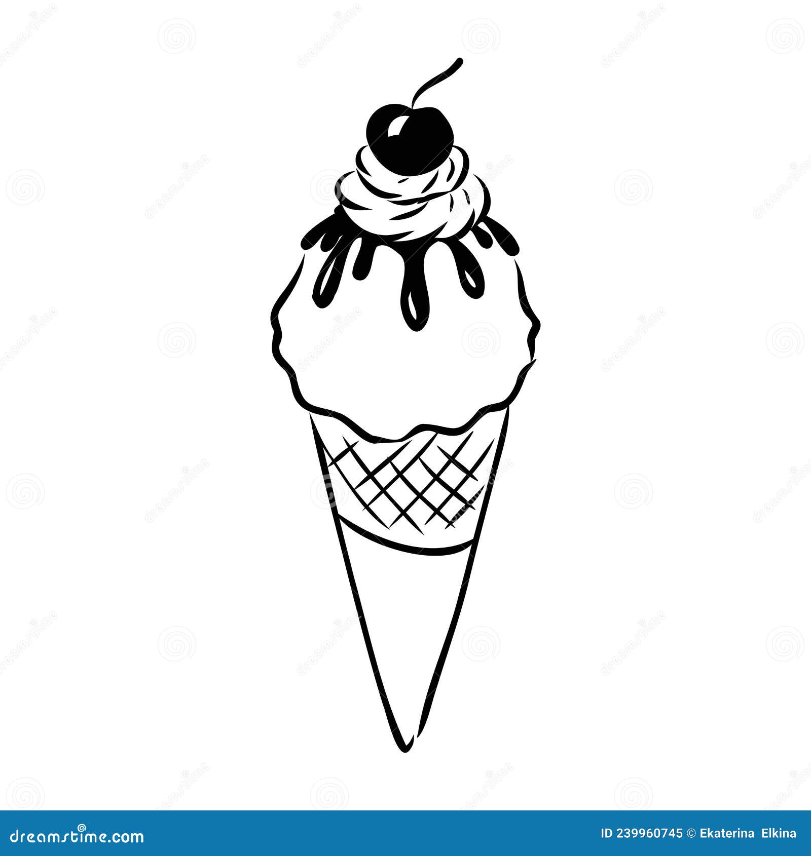 Ice Cream Cone Doodle Ice Cream Vector Stock Vector - Illustration of ...